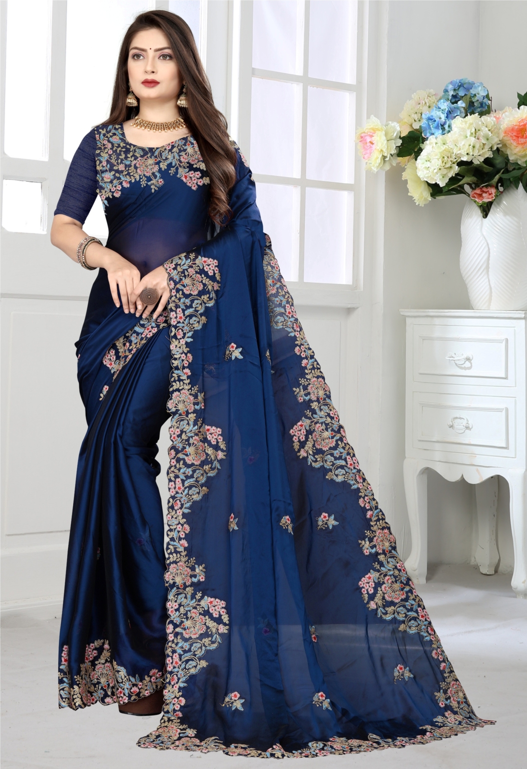 Best Blue Saree Fashionable Party Wear - Asistha.com
